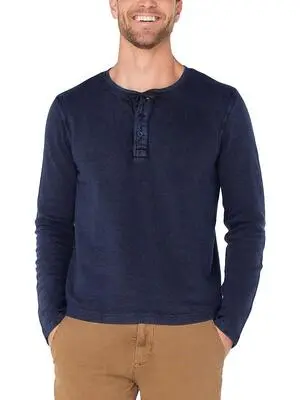 LIVERPOOL Long Sleeve Henley - Midnight Blue