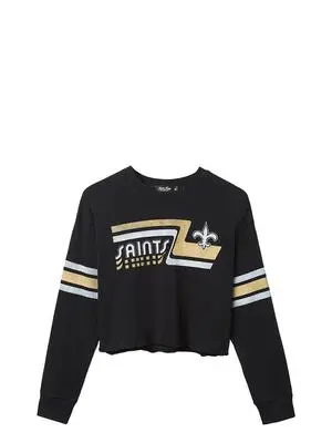 Junk Food Clothing Nfl New Orleans Saints Retro Crop Fleece Sweatshirt - True Black