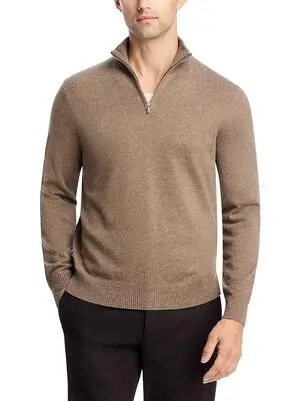 Theory Hilles Cashmere Quarter Zip Sweater - Dark Feather Melange