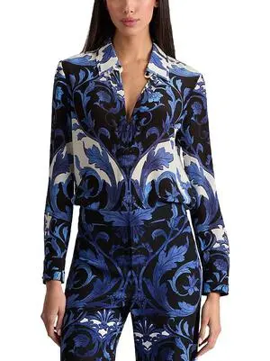 Alice + Olivia Willa Silk Printed Blouse - Regal Retreat
