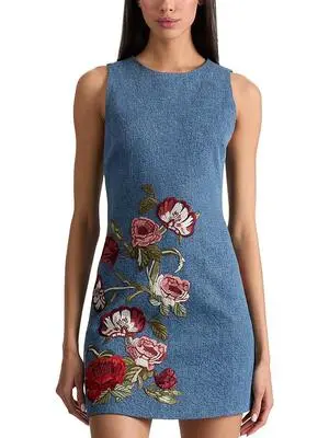 Alice + Olivia Cade Floral Embroidered Sleeveless Shift Dress - Brok Blum