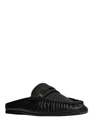 Saint Laurent Le Loafer Mules - Black Shiny Leather