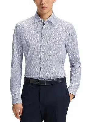 BOSS Roan Slim Fit Button-front Shirt - Navy