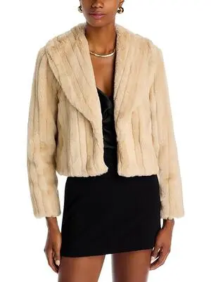 L'Agence Davy Faux Fur Jacket - Latte Striped Fur