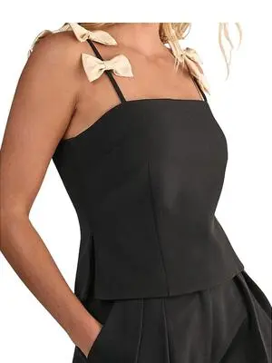 Nasty Gal Tailored Top With Bow Detail - Black