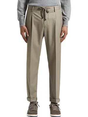 Peserico Relaxed Fit Wool Trousers - Bark Brown