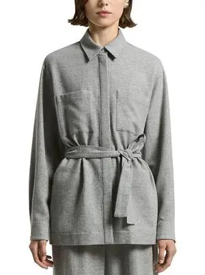 Peserico Belted Virgin Wool-cashmere Shirt - Silver