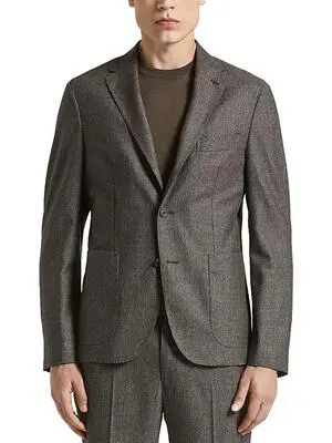 Peserico Textured Wool Jacket - Bark Brown