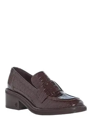 JIMMY CHOO Tylor 60 Croc Embossed Loafers - Chocolate