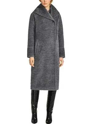 Sentaler Long Hooded Boucle Coat - Grey Melange