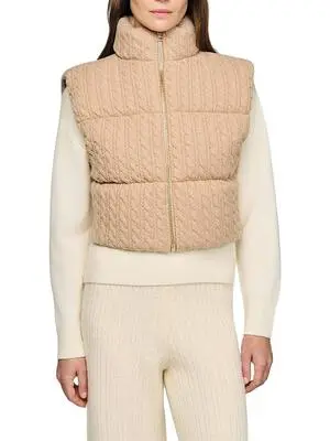 Sandro Sven Sleeveless Puffer Jacket - Beige