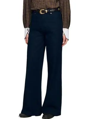 Sandro Raph Mid-rise Wide-leg Jeans - Blue Jean