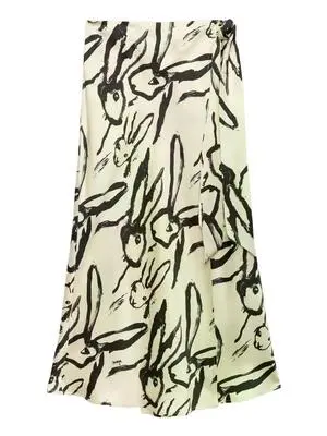MSGM Rabbit-print Wrap Skirt - Neutrals