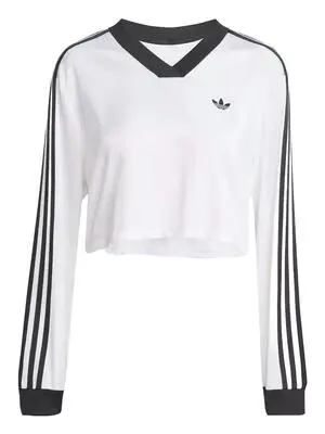 Adidas Three-stripe V-neck Top - White