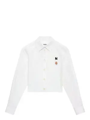 MSGM Logo-print Cropped Shirt - White