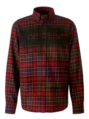 Off-White Checkered Shirt Jacket - Red