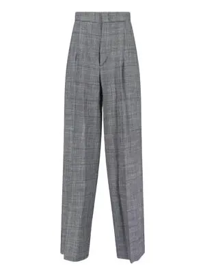 SA SU PHI Check-print Pleated Trousers - Grey