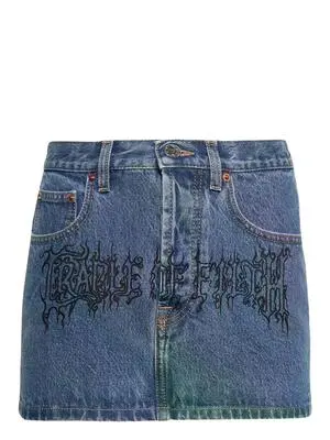 Vetements Embroidered Denim Mini Skirt - Blue