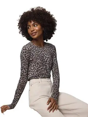 Splendid Leopard Bamboo Blend Long Sleeve Tee Animal Print