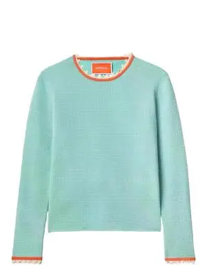 La DoubleJ Textured-knit Crew-neck Sweater - Green