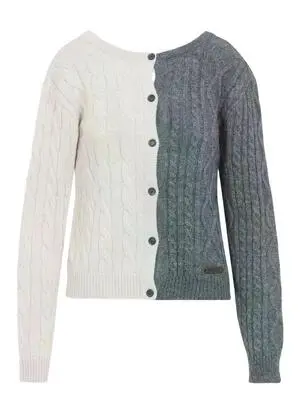MOSCHINO Cable-Knit Two-Tone Cardigan