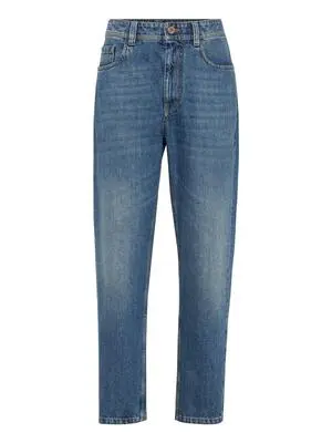 Brunello Cucinelli Baggy Tapered Jeans Blue