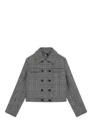 The Kooples Checked Double-breasted Wool-blend Jacket - Black Grey