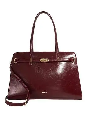 DUNE Large Belted Leather Tote - Burgundy Leather