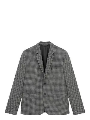 The Kooples Houndstooth-pattern Single-breasted Wool Blazer - Grey