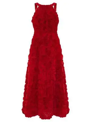 PHASE EIGHT Angeline Rose-texture Sleeveless Woven Midaxi Dress - Red