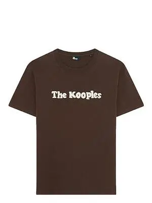 The Kooples Brand-embroidered Regular-fit Cotton-jersey T-shirt - Brown