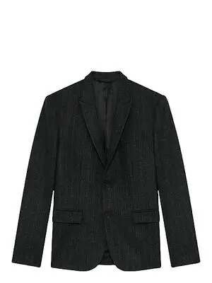 The Kooples Pinstriped Single-breasted Wool-blend Blazer - Pearl Grey