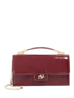 DUNE Patent-leather Top-handle Bag - Burgundy Leather