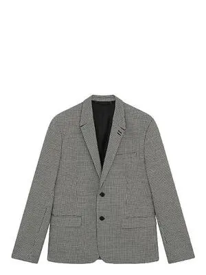 The Kooples Houndstooth-pattern Single-breasted Wool-blend Blazer - Black Grey
