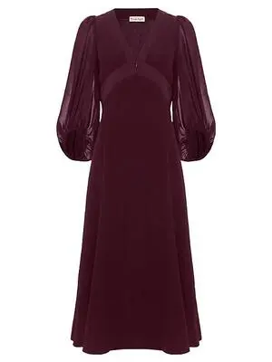 PHASE EIGHT Vera V-neck Long-sleeve Midi Dress - Burgundy