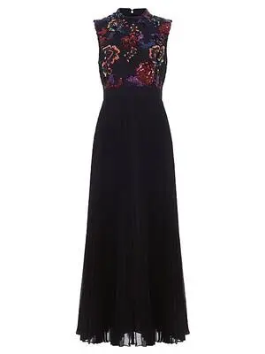 PHASE EIGHT Floral-sequin Woven Maxi Dress - Black