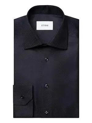 Eton Houndstooth Slim-fit Fine-twill Shirt - Black
