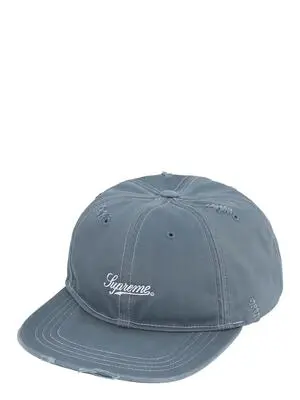 Supreme Distressed Script 6-panel Hat - Grey