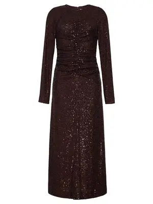 Cara Cara Maisy Sequin Midi Dress - Brown Sequin