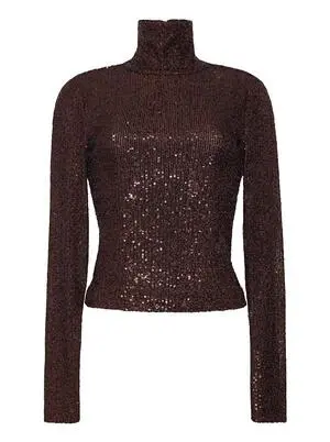 Cara Cara Piper Sequin Top - Brown Sequin