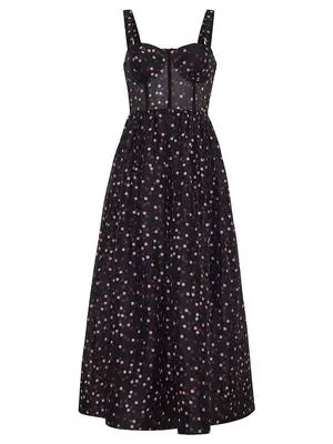 Cara Cara Phoebe Bustier Midi Dress - Stamped Dot Black