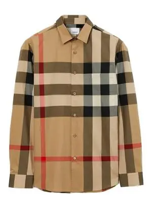 Burberry Slim Fit Check Cotton Shirt - Archive Beige