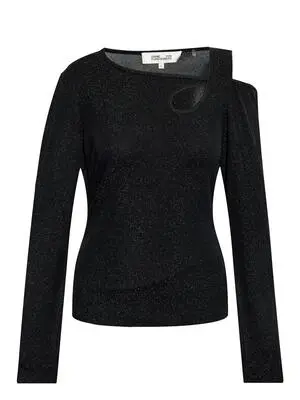Diane Von Furstenberg Asymmetrical Lurex Top - Black