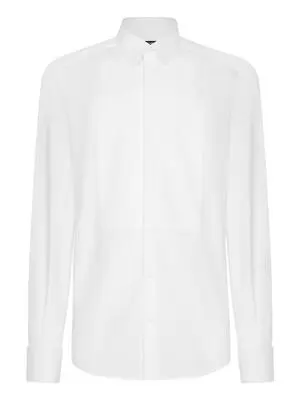 Dolce & Gabbana Cotton Poplin Gold-fit Tuxedo Shirt - White