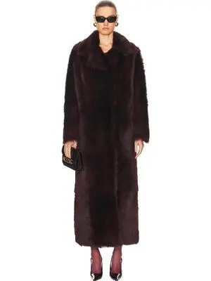 Nour Hammour Evita Extra Long Fur Coat - Burgundy