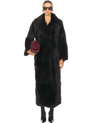 Nour Hammour Evita Extra Long Fur Coat - Chocolat Fondant
