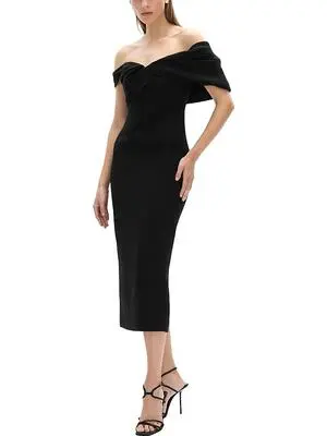 Rachel Gilbert Mattie Off-the-Shoulder Dress Black