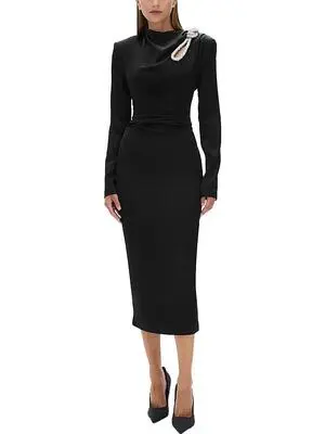 Rachel Gilbert Henrietta Embellished Midi Dress - Black