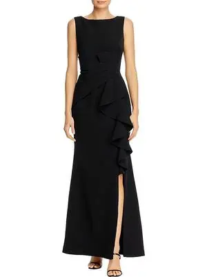 Eliza J Sleeveless Ruffled Gown - Black