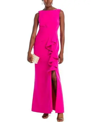 Eliza J Sleeveless Ruffled Gown - Fuchsia